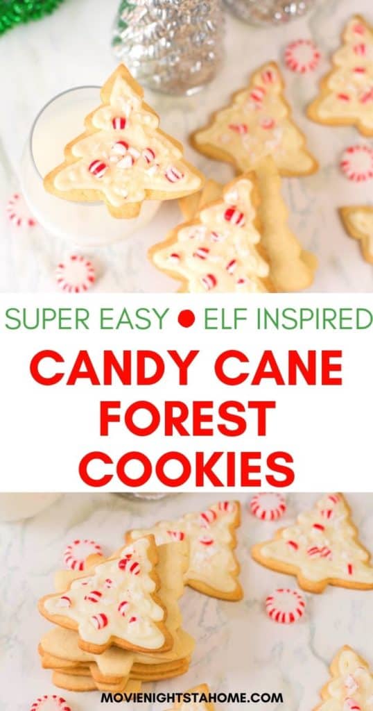 Frosted "Candy Cane Forest" Sugar Cookie Trees for Elf Movie Night