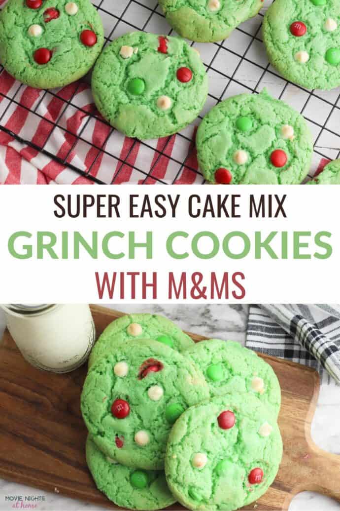 Easy Grinch Cookies Recipe with M&Ms - Christmas Movie Night Treat