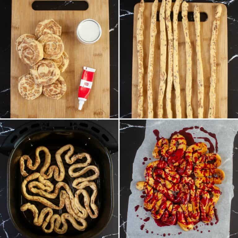 Zombie Bloody Intestines Cinnamon Rolls for Halloween